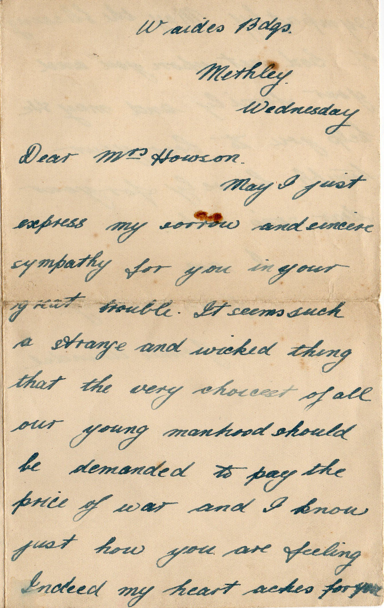 29 Condolence Arundel – Methley Village